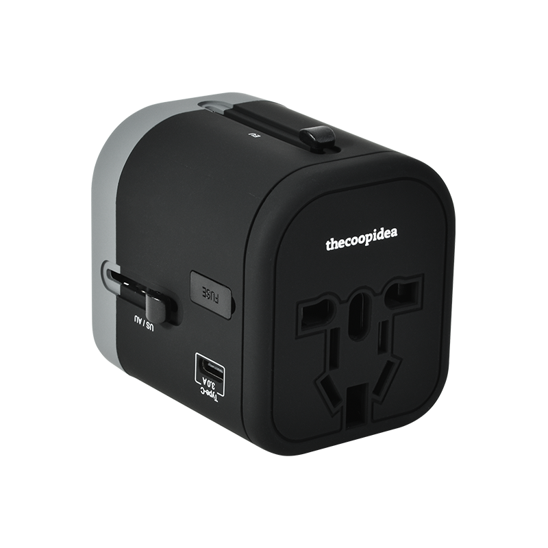 WANDER PLUS 4 IN 1 Travel Adapter- Black